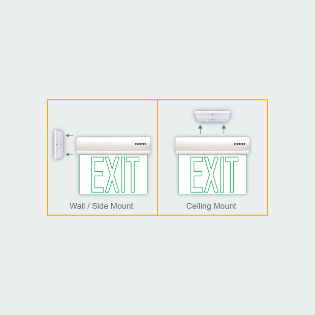 Firefly Single-Faced Exit Light with Wall / Ceiling Mount Option (Exit ...