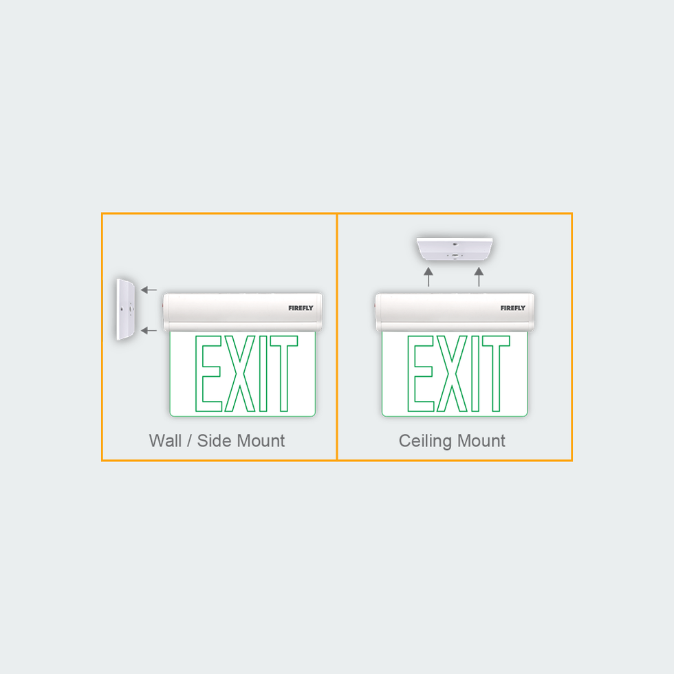 Firefly Single-Faced Exit Light with Wall / Ceiling Mount Option (Exit ...