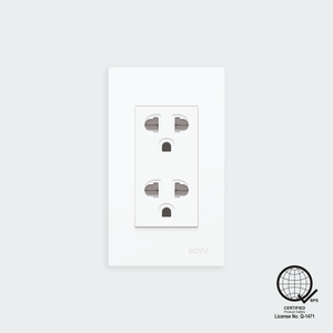 ROYU Wide Duplex Universal Outlet with Ground and Shutter Set – FELCO Store